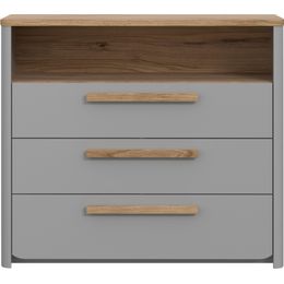 Schubkastenkommode FORTE "Surfino", grau (grau, catania eiche), B:98,6cm H:85,9cm T:41,3cm, FSC-zertifizierter Holzwerkstoff, Sideboards, Schubkastenkommode