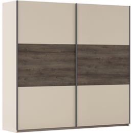 Schwebet&uuml;renschrank Rauch "Kleiderschrank Schrank Garderobe Schlafzimmerschrank SAJO", beige (champagner, atlantic oak dunkel), B:218cm H:210cm T:59cm, Holzwerkstoff, Schr&auml;nke, Schwebet&uuml;renschrank, in 2 Breiten (218, 261 cm) optional mit Spiegel MADE IN GERMANY