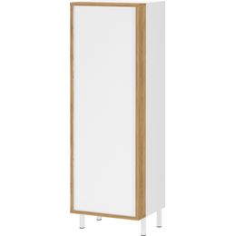 Midischrank Germania "GW-Topeka", wei&szlig; (wei&szlig;, navarra, eiche, nachbildung), B:39cm H:120cm T:35cm, Holzwerkstoff, MDF, Schr&auml;nke, Midischrank, rechts/links montierbar, T&uuml;r innen mit Regalf&auml;chern, H&ouml;he 120 cm
