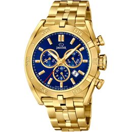 Chronograph Jaguar "Executive", gold (goldfarben, dunkelblau), Armbanduhren, Herren, Chronograph, Armbanduhr, Quarzuhr, Herrenuhr, Saphirglas, Stoppfunktion, Swiss Made