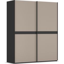 Schwebet&uuml;renschrank Rauch "Kleiderschrank Schrank Garderobe Schlafzimmerschrank SCALE-LINE", beige (schwarz, glas fango matt), B:181cm H:223cm T:68cm, Holzwerkstoff, Schr&auml;nke, Schwebet&uuml;renschrank, edle Optik mit Bauchbinde in Korpusfarbe mit Glasfront MADE IN GERMANY