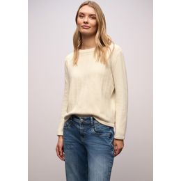 Strickpullover Street One, Damen, Gr. 42, soft beige, Strick, Obermaterial: 37% Polyacryl, 29% Baumwolle, 29% Polyester, 5% Nylon, h&uuml;ftlang, Rundhals, Pullover Strickpullover, mit Rundhals, strukturiert