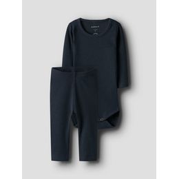 Langarmbody name it "NBNKAB LS BODY LEGGING SET NOOS", Jungen, Gr. 92, N-Gr, schwarz sapphire pack:schwarz sapphire, Jersey, Obermaterial: 57% Baumwolle, 38% Modal, 5% Elasthan, unifarben, regular fit, Rundhals, Bodys Langarmbody, mit dazu passender Leggings