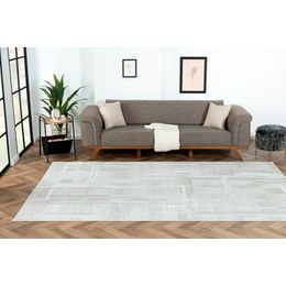 Teppich "My Favorite", beige (creme, hellgrau, wei&szlig;), B:200cm H:10mm L:290cm, Polyester, MyFlair M&Ouml;BEL & ACCESSOIRES, Teppiche, Teppich, Kurzflor, Retro-Style, mit Fransen, besonders weich