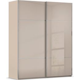 Schwebet&uuml;renschrank Rauch "Kleiderschrank Schrank Garderobe Schlafzimmerschrank SCALE-TRIO", beige (fango, glas fango, griffleisten chrom), B:181cm H:223cm T:67cm, Holzwerkstoff, Schr&auml;nke, Schwebet&uuml;renschrank, edle dreigeteilte Front mit 2 Zierleisten Glasfront MADE IN GERMANY