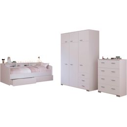 Jugendzimmer-Set Parisot "Sleep 41", wei&szlig;, B:113cm H:82cm T:203cm, Holzwerkstoff, Schlafzimmerm&ouml;bel-Sets, Jugendzimmer-Set, R&uuml;ckw&auml;nde der F&auml;cher am Bett drehbar