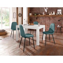 Essgruppe OTTO HOME, blau (wei&szlig;, blau), B:120cm, Sitzm&ouml;bel-Sets, Essgruppe, mit Esstisch 120 cm breit
