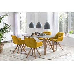 Essgruppe Salesfever "V&auml;xj&ouml; - Elegant gestaltete Sitzgruppe", gelb, Sitzm&ouml;bel-Sets, Essgruppe, bestehend aus 4 modernen Polsterst&uuml;hlen und einem 180 cm breiten Tisch