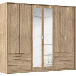 Dreht&uuml;renschrank Rauch "Kleiderschrank Schrank Garderobe W&auml;scheschrank WILDBERG", braun (eiche sonoma), B:275cm H:231cm T:58cm, Holzwerkstoff, Schr&auml;nke, Dreht&uuml;renschrank, mit 6 Schubladen, obere Schublade mit Holz-Einteilung MADE IN GERMANY