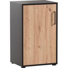 Aktenschrank Welltime "Aino", schwarz (schwarzmatt, artisan eichefarben), B:50,9cm H:83,6cm T:41cm, FSC-zertifizierter Holzwerkstoff, Schr&auml;nke, Aktenschrank