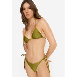 Triangel-Bikini-Top LSCN BY LASCANA "Sunny", Damen, Gr. 38, Cup A/B, gr&uuml;n moss, Obermaterial: 82% Polyamid, 18% Elasthan. Futter: 100% Polyester, gl&auml;nzend, Bikini-Oberteile Triangel-Bikini-Top, in trendiger Glanzware