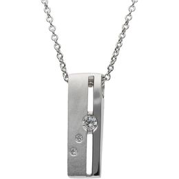 Kette mit Anh&auml;nger Firetti "Schmuck Geschenk Halsschmuck Halskette Kette matt glanz", silber (silberfarben, kristallwei&szlig;), Halsketten, Damen, Messing, L: 45 B: 1,4mm, Kette mit Anh&auml;nger, mit Zirkonia (synth.), B:1,4mm