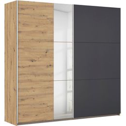 Schwebet&uuml;renschrank Rauch "Monza", grau (eiche artisan, graumetallic), B:218cm H:210cm T:59cm, Holzwerkstoff, Schr&auml;nke, Schwebet&uuml;renschrank, in trendigen Farbkombinationen, mit viel Stauraum