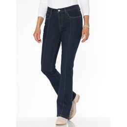 Bootcut-Jeans Classic Basics, Damen, Gr. 21, Kurzgr&ouml;&szlig;en, blau (dunkelblau), 81% Baumwolle, 17% Polyester, 2% Elasthan, unifarben, lang, Jeans Bootcut-Jeans