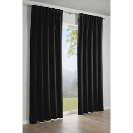 Gardine SEHLBACH "Schal Dimout Uni" Gr. 2, schwarz, B:140cm H:245cm, Polyester, Gardinen, Gardine, mit Gardinenband und verdeckten Schlaufen