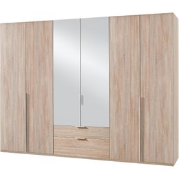 Kleiderschrank wimex "New York", braun (struktureichefarben hell, spiegel), B:270cm H:208cm T:58cm, Schr&auml;nke, Kleiderschrank, mit Spiegelt&uuml;r