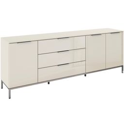 Kombikommode Rauch "Kommode T&uuml;rkommode Sideboard Kombikommode FLIPP mit Glasfront", beige, glas beige (champagner), B:200cm H:72cm T:42cm, Holzwerkstoff, Sideboards, Kombikommode, 3-t&uuml;rig mit 3 Schubladen und Soft-Close-Funktion sowie Glasfront