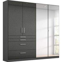 Dreht&uuml;renschrank Rauch "Kleiderschrank Schrank Garderobe Garderobenschrank Topseller HOMBURG", grau (graumetallic, hochglanz effektgrau), B:181cm H:197cm T:54cm, Holzwerkstoff, Schr&auml;nke, Dreht&uuml;renschrank, mit Spiegel, oberer Schubkasten mit Einteilung MADE IN GERMANY