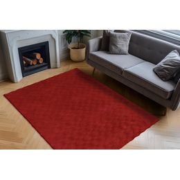 Teppich Obsession "Diamond Cut 800", rot, B:200cm H:30mm L:290cm, Polyester, Teppiche, Teppich, Uni Farben, Hoch-Tief Effekt, weich & kuschelig