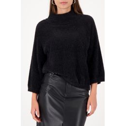 Stehkragenpullover monari "Pullover Lurex", Damen, Gr. 40, schwarz, Pl&uuml;sch, Obermaterial: 81% Polyamid, 19% metallisierte Fasern, unifarben, regular fit taillenbedeckt, Rundhals, eingesetzt gerader Abschluss, Pullover Stehkragenpullover, Regular fit mit Rundhalsausschnitt