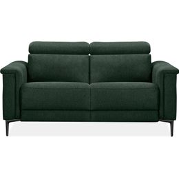 2-Sitzer OTTO HOME "Lund, mit Relaxfunktion und Kopfteilverstellung", gr&uuml;n (dunkelgr&uuml;n), B:160cm H:97cm T:100cm, Webstoff 100% Polyester, Sofas, 2-Sitzer, manuell od. elektrisch (m.USB-C), Echtleder, Kunstleder, Webstoff