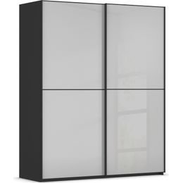 Schwebet&uuml;renschrank Rauch "Kleiderschrank Schrank Garderobe Schlafzimmerschrank SCALE-DUO", grau (schwarz, glas seidengrau, griffleisten schwarz), B:181cm H:223cm T:68cm, Holzwerkstoff, Schr&auml;nke, Schwebet&uuml;renschrank, edle zweigeteilte T&uuml;ren Glas-Front mit 3 Zierleisten MADE IN GERMANY