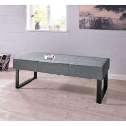 Sitzbank OTTO HOME "Oliver", grau (grau (fantasy 8202), schwarz), B:140cm H:50cm T:62cm, Holzwerkstoff, Massivholz, Polyester, Sitzb&auml;nke, Sitzbank