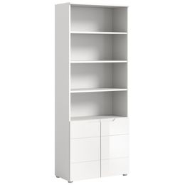 Aktenschrank Home Affaire "CAPRI, 2 T&uuml;ren inkl. eingefasster Griffmulde, 5 Einlegeb&ouml;den", wei&szlig; (wei&szlig;, wei&szlig; hochglanz), B:76cm H:193cm T:37cm, FSC-zertifizierter Holzwerkstoff, Schr&auml;nke, Aktenschrank, Mehrzweckschrank, Aktenregal, Regal, Stauraumregal, Universalschrank