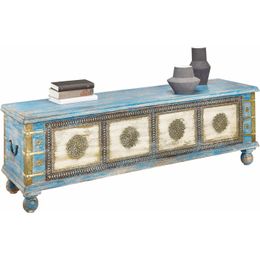Sitztruhe OTTO HOME, blau (antik blau, creme), B:145cm H:45cm T:40cm, Massivholz, Sitzb&auml;nke, Sitztruhe