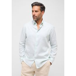 Langarmhemd Eterna "MODERN FIT", Damen, Gr. 43, Normalgr&ouml;&szlig;en, mint, Twill, 59% Baumwolle, 41% Leinen, tailliert, Manschette, Hemden Langarmhemd, EASY IRON (b&uuml;gelleicht)