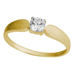 Fingerring Firetti "Schmuck Geschenk Gold 375 Damenring Goldring Tropfen Solit&auml;r" Gr. 18, gold (gelbgoldfarben, wei&szlig;goldfarben, kristallwei&szlig;), Fingerringe, Damen, 18, Gelbgold 375, 1,7mm, Fingerring, mit Zirkonia (synth.)