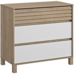 Kommode GAMI "Kommode 3 Schubladen Achille", eiche blond nachbildung und uni wei&szlig;, B:95cm H:86cm T:45cm, Holzwerkstoff, Sideboards, Kommode, Eine praktische und funktionale Kommode