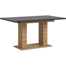 Esstisch Home Affaire "Motus, ausziehbar 150 -190 cm, inklusive 40 cm Einlegeplatte", artisan oak, grau nachbildung, artisan oak nachbildung, grau nachbildung, B:150cm H:76cm T:90cm, Tische, Esstisch, Doppels&auml;ulengestell mit Bodenplatte, Tisch, Esstisch, K&uuml;che