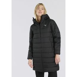 Winterjacke Puma "ESS HOODED PADDED PARKA", Damen, Gr. XS, schwarz (Puma schwarz), Taft, Obermaterial: 100% Polyester, unifarben, regular fit lang, Jacken Winterjacke, wasserabweisendes Material, mit WarmCELL-Technologie, Regular Fit