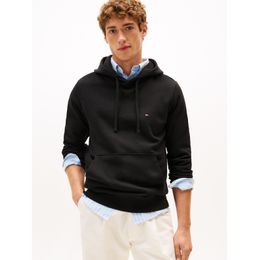 Hoodie Tommy Hilfiger "ESSENTIAL TERRY", Herren, Gr. S, schwarz, Sweatware, Obermaterial: 100% Baumwolle, regular fit, Sweatshirts Hoodie, mit Tunnelzug und Flag-Stickerei