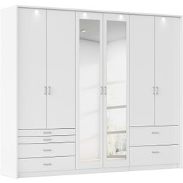 Dreht&uuml;renschrank Rauch "Kleiderschrank Schrank Garderobe W&auml;scheschrank WILDBERG", wei&szlig; (alpinwei&szlig;), B:275cm H:231cm T:58cm, Holzwerkstoff, Schr&auml;nke, Dreht&uuml;renschrank, mit 6 Schubladen, obere Schublade mit Holz-Einteilung MADE IN GERMANY