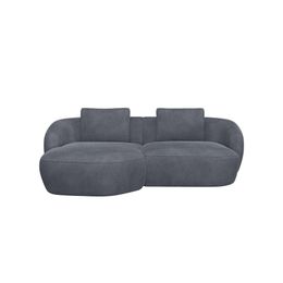 Wohnlandschaft FLEXLUX "Torino, rund, L-Form, Sofa-Ecke mit Recamiere, Longchair-Sofa", grau (soft grau), B:217cm H:85cm T:146cm, 100% Polyester, Sofas, Wohnlandschaft, Modernes, organisches Sofa-Design, Kaltschaum, Wellenunterfederung