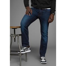 Stretch-Jeans Arizona, Herren, Gr. 44, L&auml;nge 34, blau (dunkelblau used), Denim/Jeans, Obermaterial: 98% Baumwolle, 2% Elasthan, unifarben, Basic, straight fit lang, Jeans Stretch-Jeans, gerade geschnittenes Bein, niedrige Leibh&ouml;he