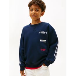 Sweatshirt Tommy Hilfiger, Jungen, Gr. 4 (104), schwarz night navy, Sweatware, Obermaterial: 80% Baumwolle, 20% Polyester, unifarben, regular fit normal, Rundhals, eingesetzt B&uuml;ndchen, Sweatshirts Sweatshirt, Regular fit, f&uuml;r Kinder bis 16 Jahre