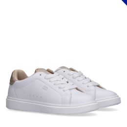 Sneaker Tommy Hilfiger, M&auml;dchen, Gr. 36, wei&szlig;, metallic, Lederimitat, Schuhe Sneaker, Schn&uuml;rschuh, Halbschuh, Capsule Sneaker mit farblicher Logoverzierung