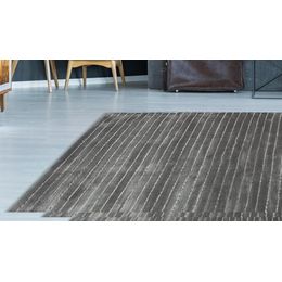Teppich Kayoom "Prime 110", grau (silber, multi), B:200cm H:15mm L:290cm, Viskose, Teppiche, Teppich, Handgefertigtes Unikat, sehr weiche Haptik, pflegeleicht