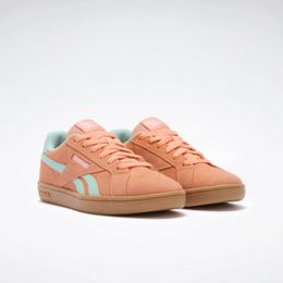 Sneaker Reebok CLASSIC "REEBOK COURT RETRO", Damen, Gr. 40, orange (sunkissedorange, glitchaqua, gum), Synthetik, Textil, Schuhe Sneaker