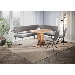 Eckbankgruppe OTTO HOME "Gabi Essecke, Sitzgruppe, Eckbankgruppe, K&uuml;chenbankgruppe", graublau, grau, schwarz, B:214cm H:87cm T:164cm, Holzwerkstoff, MDF, Massivholz, Metall, Polyester, Sitzm&ouml;bel-Sets, Eckbankgruppe, Gestell aus matt-schwarzem Flachmetall, stabil, 2-Stoff-Design