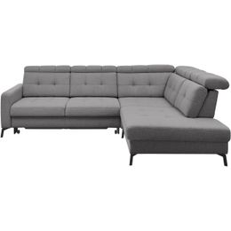 Ecksofa Musterring "MR 4615", grau, B:272cm H:84cm T:214cm, 100% Polyester, Sofas, Ecksofa, mit Kopf- und R&uuml;ckenverstellung, Metallfu&szlig; schwarz, Ma&szlig;e 272 x 214 cm