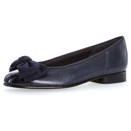 Ballerina Gabor, Damen, Gr. 41, blau (dunkelblau), Lacklederimitat, Leder, Schuhe Ballerina, Flats, Kitten Heel, Festliche Schuhe mit aufwendiger Schleife, Topseller