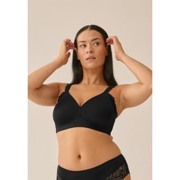 B&uuml;gelloser BH Naturana "The Friday", Damen, Gr. 95, Cup C, schwarz, Obermaterial: 87% Polyamid, 13% Elasthan, unifarben, bequem, BHs B&uuml;gelloser BH, vorgeformte Cups, breite Tr&auml;ger, ohne B&uuml;gel, mit Spitze, bequem