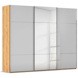 Schwebet&uuml;renschrank Rauch "Kleiderschrank Schrank Garderobe Schlafzimmerschrank SCALE-TRIO", grau (asteiche, glas seidengrau, griffleisten chrom), B:271cm H:223cm T:68cm, Holzwerkstoff, Schr&auml;nke, Schwebet&uuml;renschrank, edle dreigeteilte Front mit 2 Zierleisten Spiegel/Glas MADE IN GERMANY