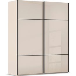 Schwebet&uuml;renschrank Rauch "Kleiderschrank Schrank Garderobe Schlafzimmerschrank SCALE-TRIO", beige (champagner, glas champagner, griffleisten schwarz), B:181cm H:223cm T:67cm, Holzwerkstoff, Schr&auml;nke, Schwebet&uuml;renschrank, edle dreigeteilte Front mit 2 Zierleisten Glasfront MADE IN GERMANY
