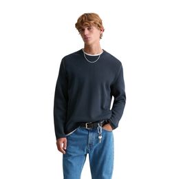 Marc O'Polo Rundhalspullover MARC O'POLO DENIM, Herren, Gr. XL, navy teal, Strick, Obermaterial: 70% Baumwolle, 30% Lyocell, regular fit normal, Rundhals, Rippb&uuml;ndchen, Pullover Rundhalspullover, regular fit, aus Double-Face-Cotton