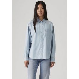 Levi's Jeansbluse LEVI'S "HARLIE BOYFRIEND SHIRT", Damen, Gr. M (38), honestly happy 2, Web, Obermaterial: 100% Baumwolle, unifarben, relaxed fit Po-bedeckend, 2-Knopf-Manschette, Blusen Jeansbluse, mit Brusttasche